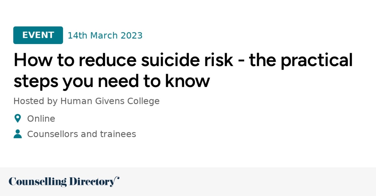 How to reduce suicide risk - the practical steps you need to ...