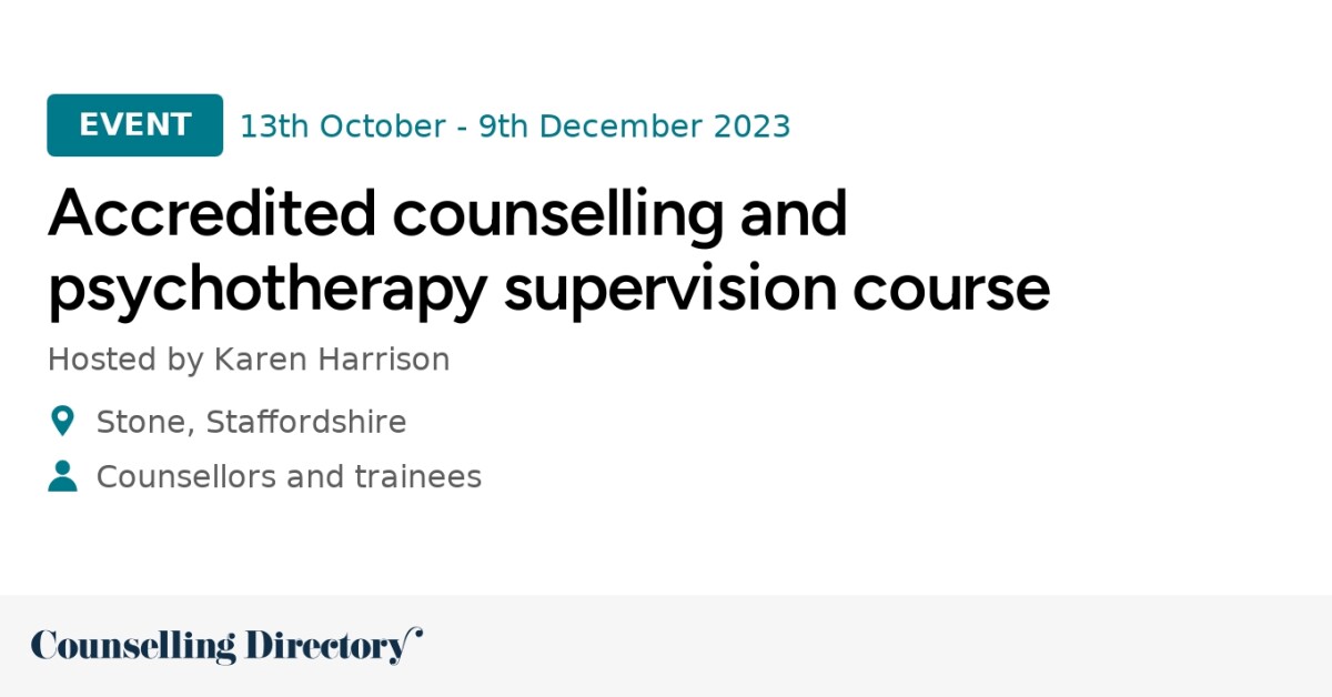 Accredited counselling and psychotherapy supervision course ...