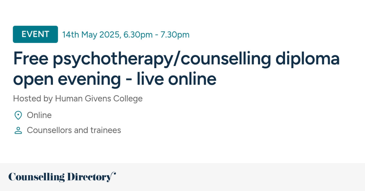 Free psychotherapy/counselling diploma open evening - live o ...